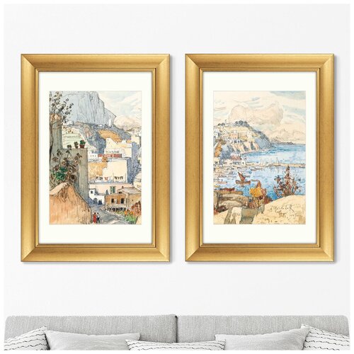 Набор из 2-х репродукций картин в раме A View of Capri, 1927г. Размер картины: 50,5х70,5см