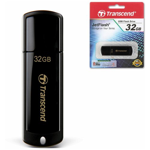 Флеш-диск 32 GB, комплект 2 шт, TRANSCEND Jet Flash 350, USB 2.0, черный, TS32GJF350