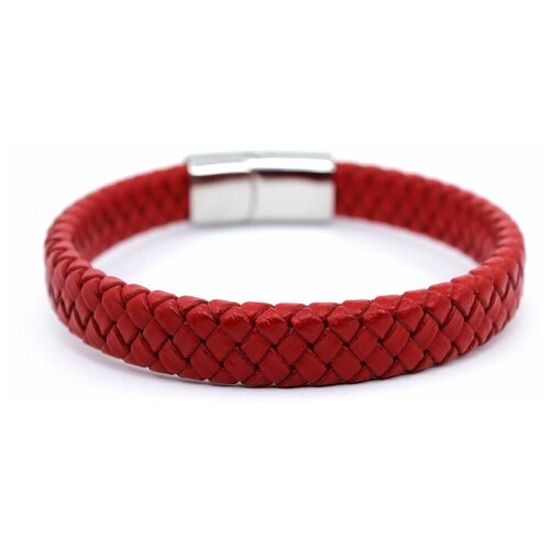 Плетеный браслет Handinsilver ( Посеребриручку ) Браслет плетеный кожаный, размер 17 см, красный