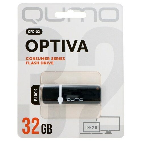 Флешка Qumo Optiva 02 Black, 32 Гб, USB2.0, черная