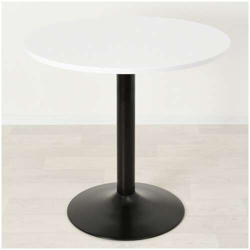 Круглый обеденный стол Троя 18 МДФ белый/черный D70