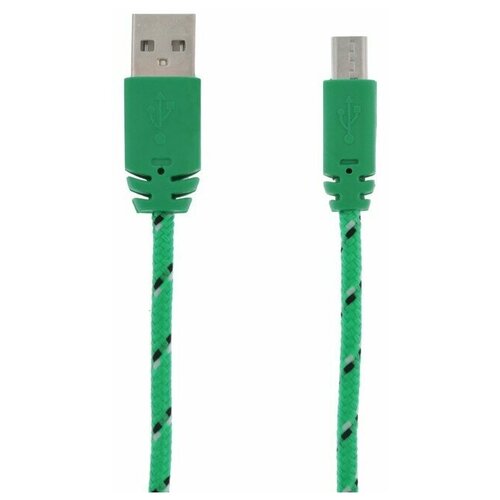 Кабель LuazON, microUSB - USB, 1 А, 0,9 м, оплётка нейлон, зелёный