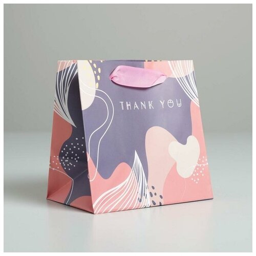 Пакет ламинированный квадратный «Thank you», 14 × 14 × 9 см