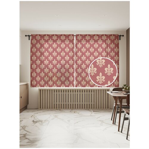 Тюль для кухни и спальни JoyArty "Декоративная лилия", 2 полотна со шторной лентой шириной по 145 см, высота 180 см.