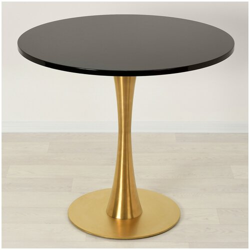 Круглый кухонный стол Tulip 18 черный/золото D70