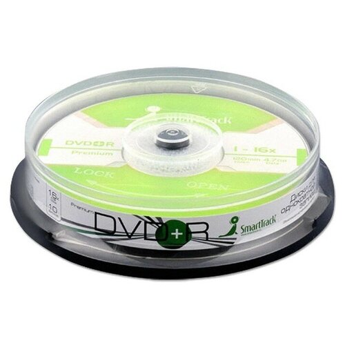 Диск DVD+R SmartTrack, 16х, 4.7 Гб, Cake Box, 10 шт