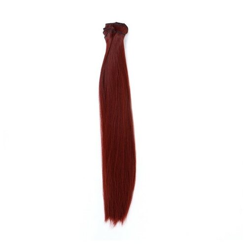 Волосы на трессах, прямые, на заколках, 12 шт, 60 см, 220 гр, цвет бордовый(#SHT350)