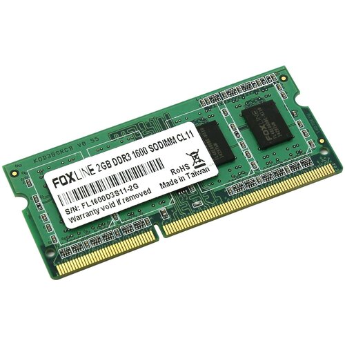 Оперативная память для ноутбука Foxline FL1600D3S11-2G SO-DIMM 2Gb DDR3 1600 MHz FL1600D3S11-2G