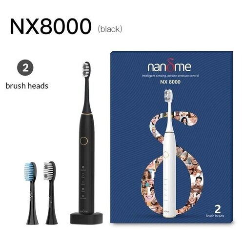 Электрическая звуковая зубная щетка Nandme NX8000-B2 (в комплекте две насадки), черный