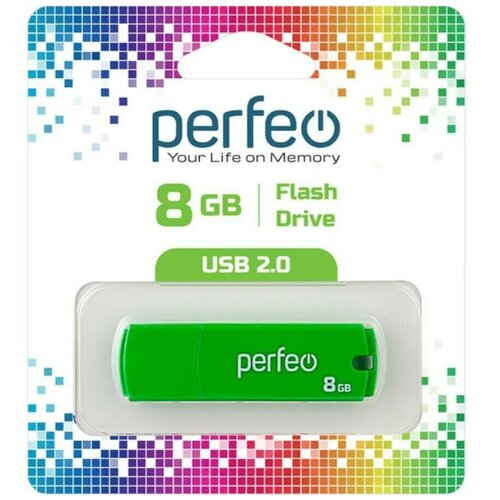 USB Флеш-накопитель USB накопитель Perfeo 8GB C05 Green