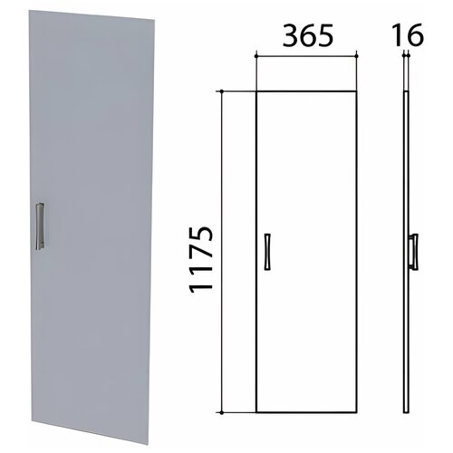 Дверь ЛДСП средняя "Монолит", 365х16х1175 мм, цвет серый, ДМ42.11