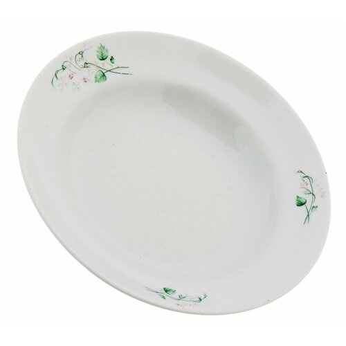 Суповая тарелка с цветочным декором, фарфор, роспись