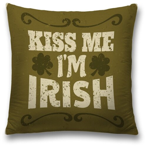 Наволочка декоративная на молнии, чехол на подушку JoyArty "Поцелуй меня, я ирландец" 45х45 см