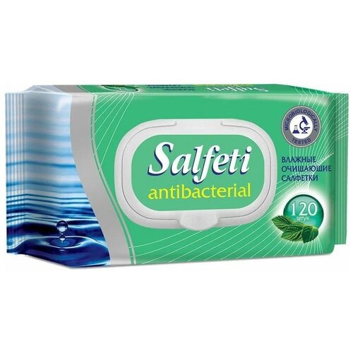 Salfeti Влажные салфетки антибактериальные с клапаном, 120 шт.