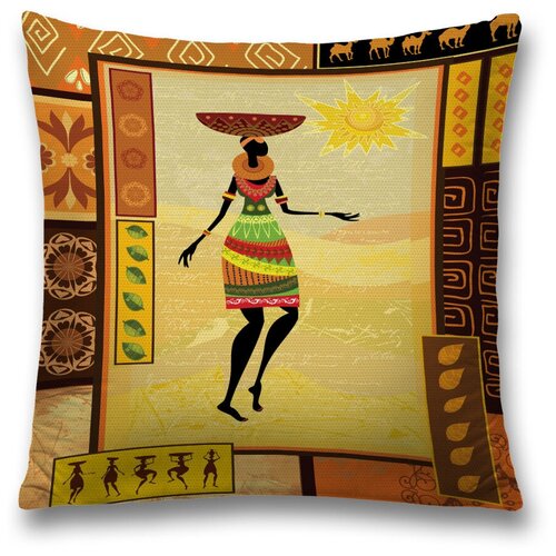 Наволочка декоративная на молнии, чехол на подушку JoyArty "Африканская культура" 45х45 см