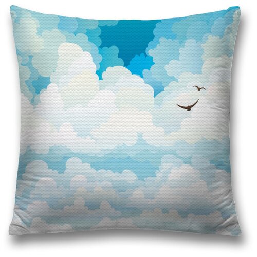 Наволочка декоративная на молнии, чехол на подушку JoyArty "Птицы среди облаков" 45х45 см