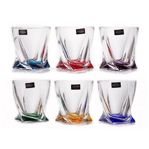 Набор стаканов Crystalite Bohemia Quadro colors, 340 мл, 6 шт., прозрачный