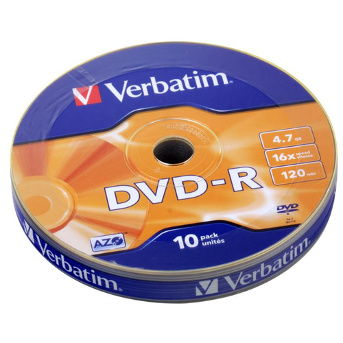 Диски Verbatim DVD-R Shrink Bulk (10 шт.) 4.7Gb 16x AZO (43729)