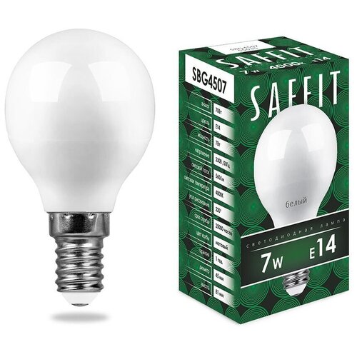 Лампа светодиодная SAFFIT SBG4507 Шарик E14 7W 4000K