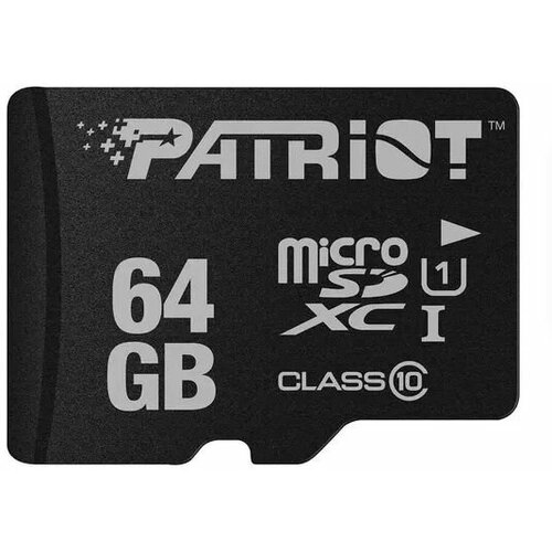 Карта памяти Patriot LX microSDXC 64 ГБ (PSF64GMDC10) - Class 10, UHS Class 1, запись - 10 Мбайт/сек, чтение - 80 Мбайт/сек
