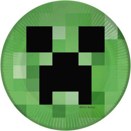 Тарелки (7'/18 см) Пиксельный монстр, Зеленый, 6 шт.