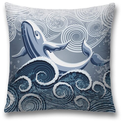 Наволочка декоративная на молнии, чехол на подушку JoyArty "Кит и бурлящее море" 45х45 см