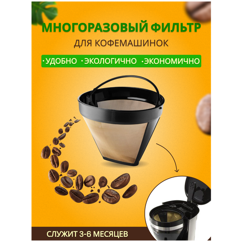 Многоразовый фильтр 4 для капельных кофеварок и кофемашин, чая, напитков.
