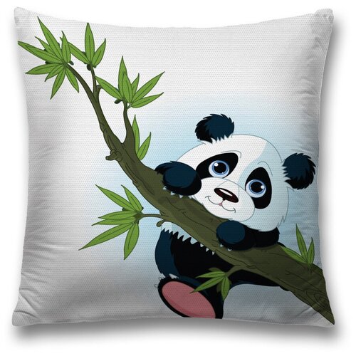 Наволочка декоративная на молнии, чехол на подушку JoyArty "Панда на ветке" 45х45 см