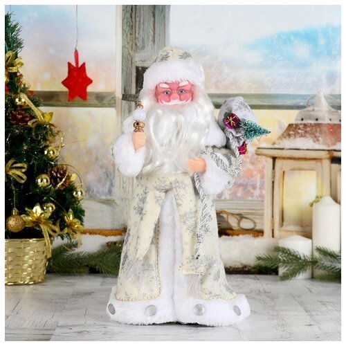 Зимнее волшебство Дед Мороз В белой шубке с подарками, 3555405, 38 см, белый