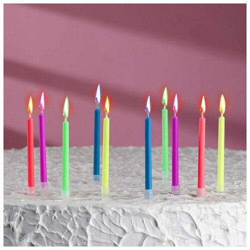 Свечи в торт "Цветное пламя", 9 см, набор 10 шт