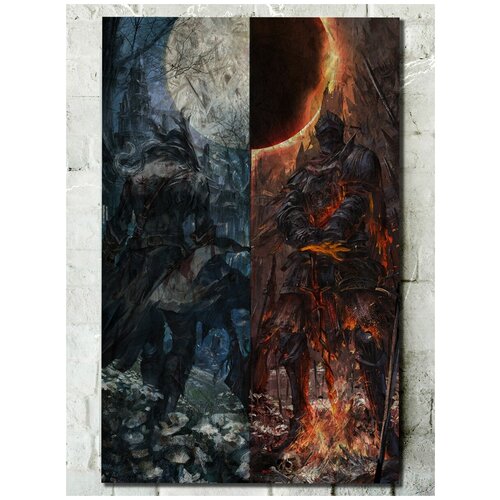 Картина интерьерная на рельефной доске ОСП игра Bloodborne и Dark souls - 6545 В