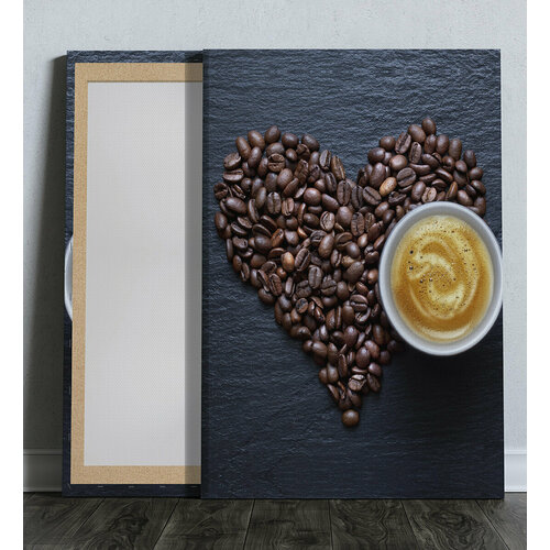 Картина на стену "Сердце из кофейных зерен" 52х66см. К-0075 Крепления в подарок
