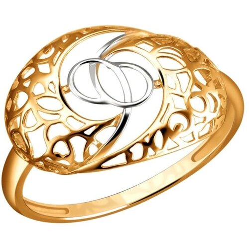 Кольцо Эстет, красное золото, 585 проба, родирование, размер 17, золотой