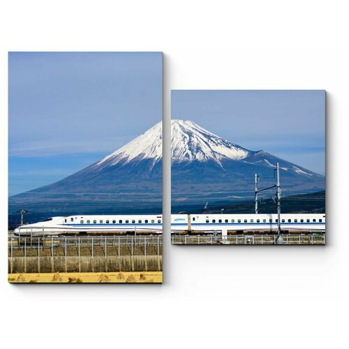 Модульная картина Поезд на Фудзи 60x45