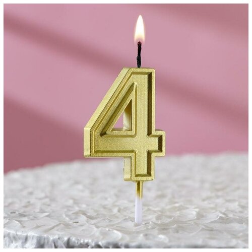 Свеча в торт цифра "4" золото