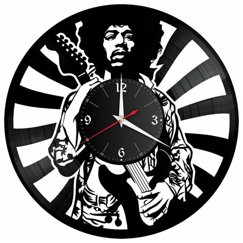 Часы из винила Redlaser "Джими Хендрикс (Jimi Hendrix), Джими Хендрикс с гитарой" VW-10860