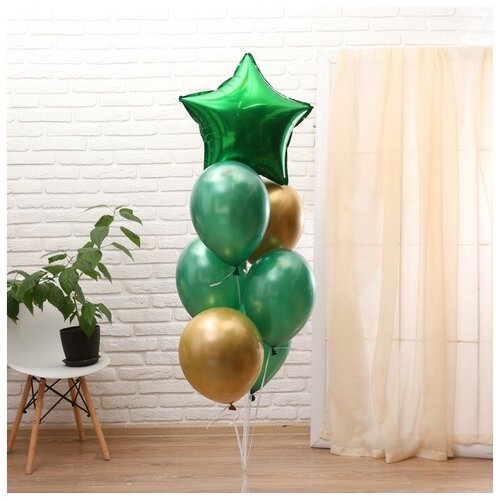 Букет из шаров «С праздником», набор 7 шт, цвет зелёный, золото