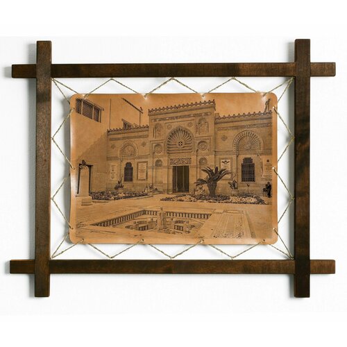 Картина Коптский музей, гравировка на натуральной коже, интерьерная для украшения и декора на стену в деревянной раме, подарок, BoomGift