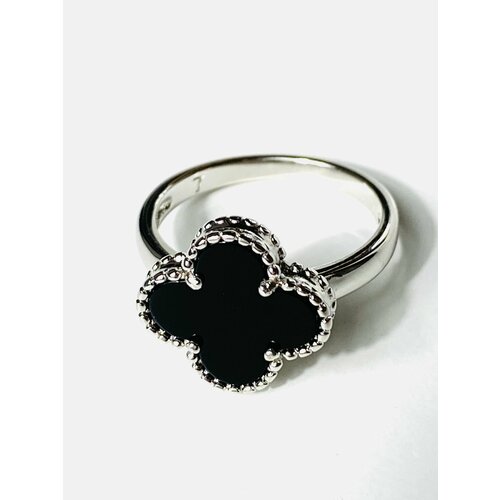 Кольцо Florento, эмаль, размер 19, черный, серебряный