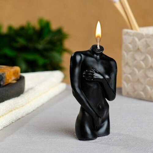 Фигурная свеча Женское тело №2 черная, 10см