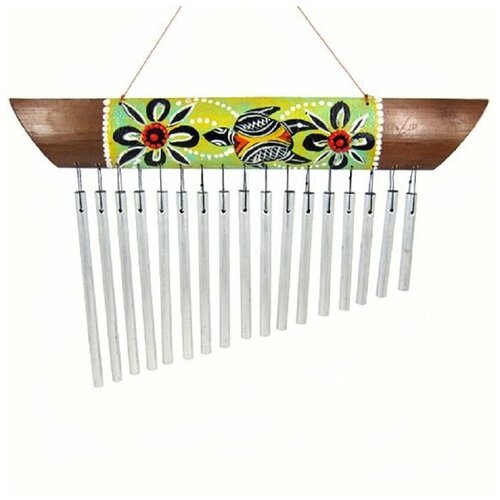 "Музыка ветров", подвеска на бамбуке 30х20см / бамбуковая музыка ветра / талисман, приносящий удачу / символ фэн-шуй / Индонезия
