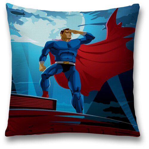 Наволочка декоративная на молнии, чехол на подушку JoyArty "Супермен в прожекторах" 45х45 см