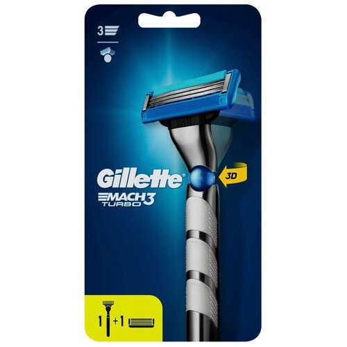 Мужская бритва Gillette Mach3 Turbo, 2 кассеты, с 3 лезвиями, для точного бритья