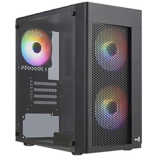 Корпус MiniTower AeroCool HEXFORM-G-BK-v2 (mATX, стекло, сетка, USB3.0x1, USB2.0x2, 3x120mm FRGB fans) (4711099471799)