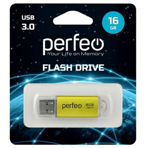 USB Флеш-накопитель USB накопитель Perfeo 3.0 16GB C14 Gold metal series