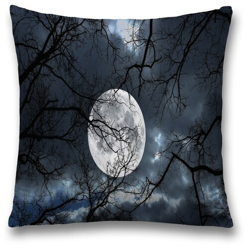 Наволочка декоративная на молнии, чехол на подушку JoyArty "Лунные мечты" 45х45 см