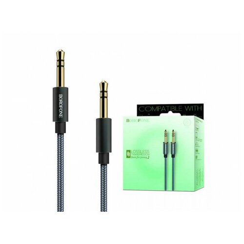 Аудио кабель AUX Borofone BL3 Audiolink 3.5мм jack на 3.5mm jack, 1м, цвет серый