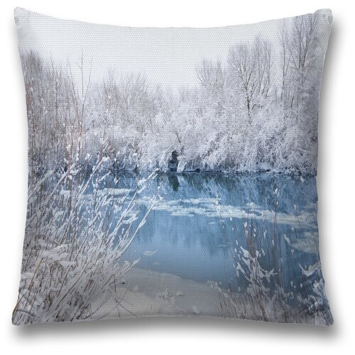 Наволочка декоративная на молнии, чехол на подушку JoyArty "Замерзшая река" 45х45 см
