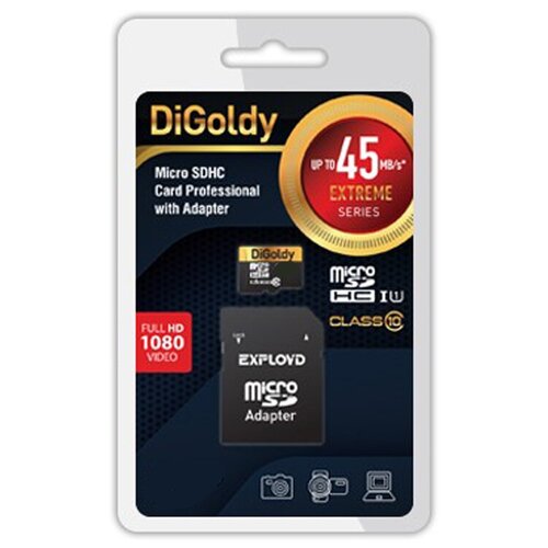 Карта памяти DiGoldy MicroSDHC Class 10 16GB 45 Мб/с (черный)