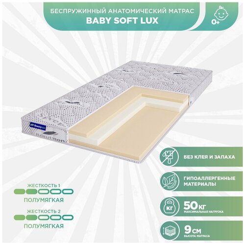 Матрас детский беспружинный Beautyson Baby Soft LUX 80x160 (Белый), без клея и запаха
